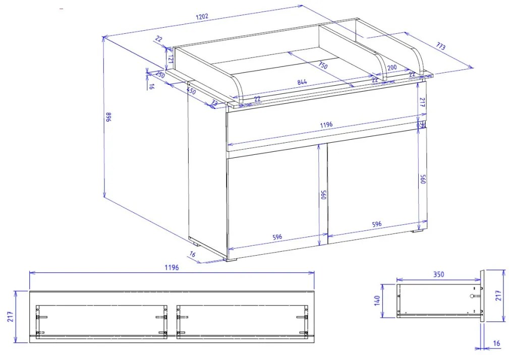 Skříňka s přebalovacím pultem Image, bílá