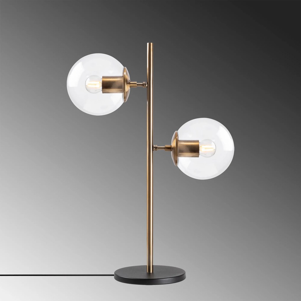 OPVIQ Stolní lampa FAZLI zlatá čiré sklo