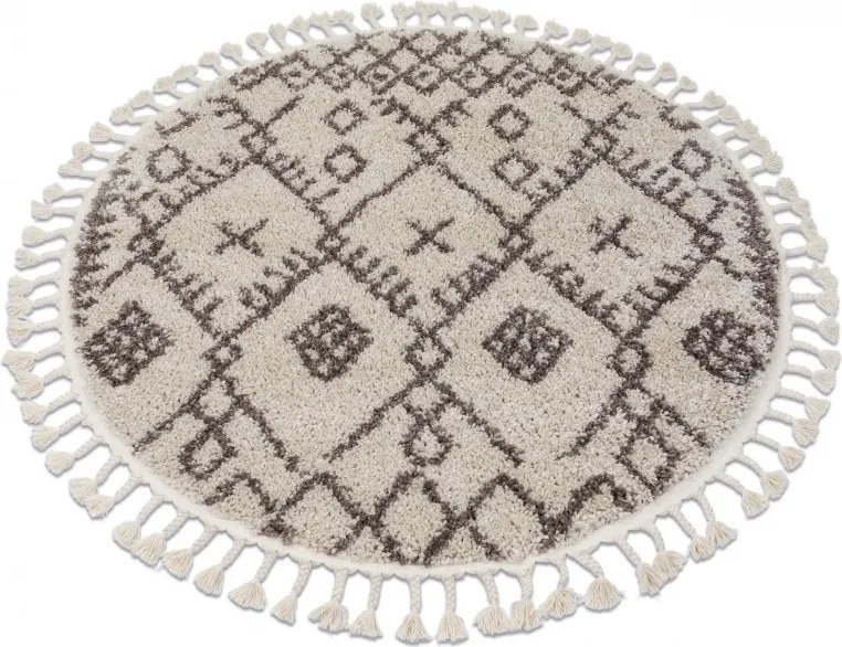 Dywany Łuszczów, Kusový koberec Berber Tanger B5940 cream and brown kruh, 160x160 (průměr) kruh, hnědá, obývací pokoj