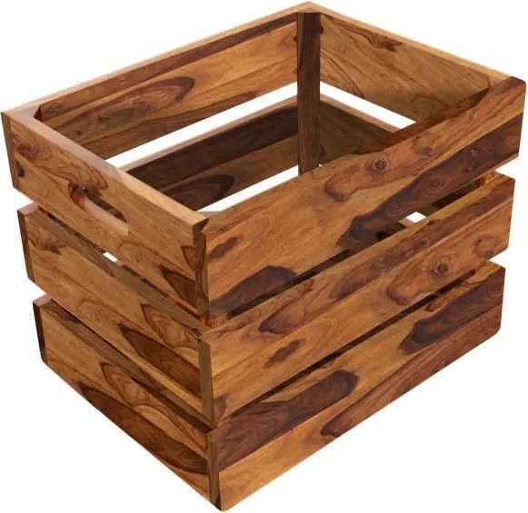 Indický nábytek - Koš na noviny Gani 40x30x30 z indického masivu palisandr Super natural