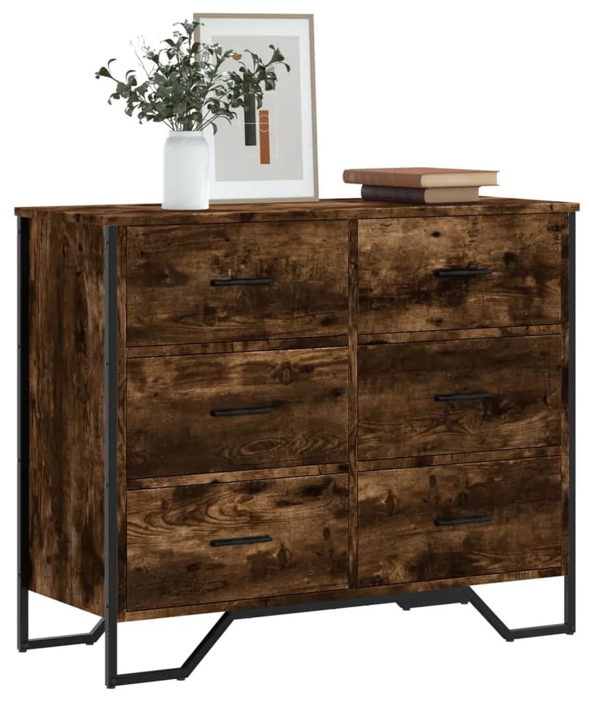 Komoda kouřový dub 91 x 35,5 x 74,5 cm kompozitní dřevo 3295304