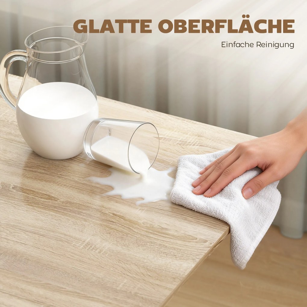 HOMCOM rozkládací jídelní stůl na kolečkách pro 4–6 osob, dub, 120 × 80 × 73 cm