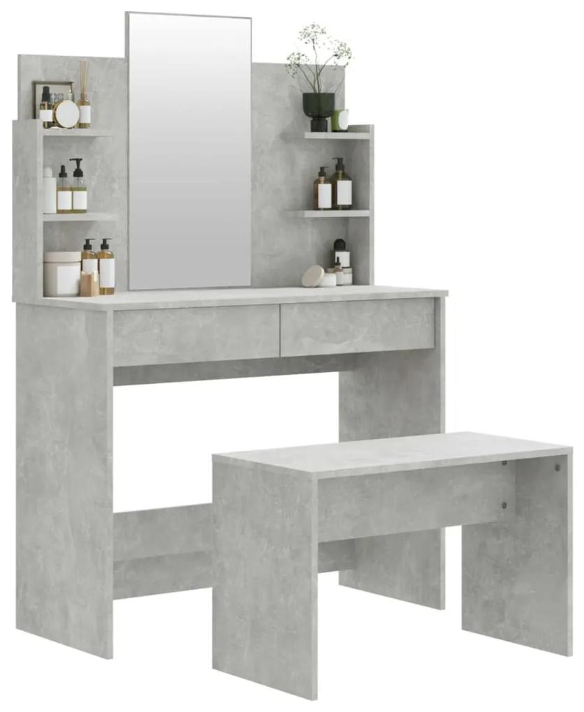 vidaXL Toaletní stolek sada betonově šedý 96 x 40 x 142 cm