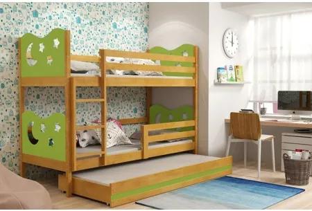 Dětská patrová postel s výsuvnou postelí MIKO 200x90 cm Bílá Bílá