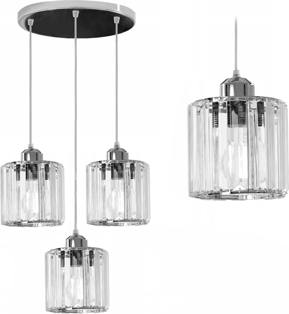 Toolight - ELEGANCE LAMPA SUFITOWA APP210-3CPR KRYSZTAŁ SREBRNA, OSW-08550