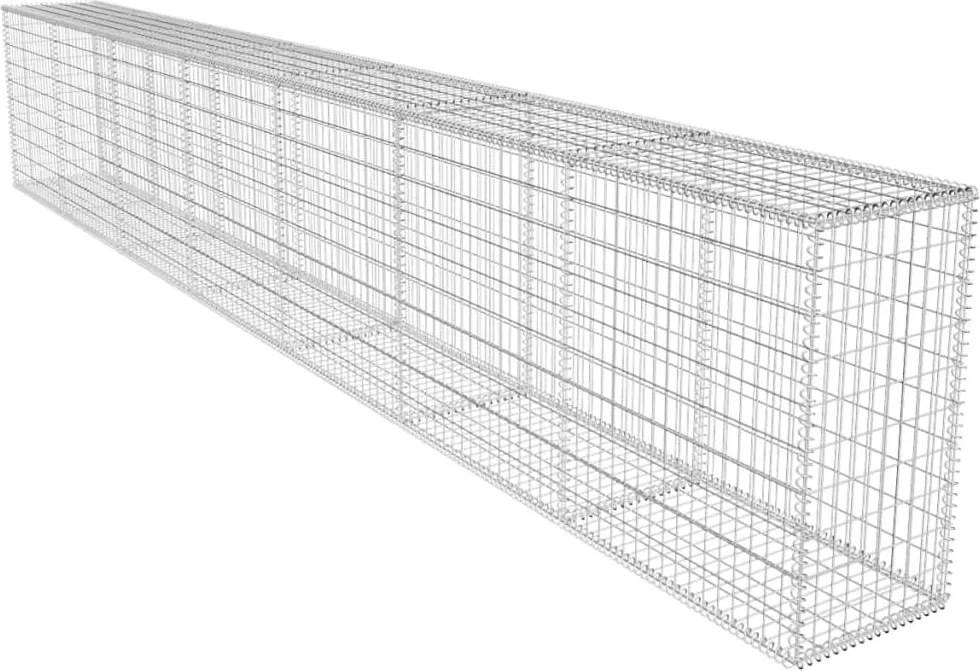 Gabionová zeď s víkem pozinkovaná ocel 600 x 50 x 100 cm 142530