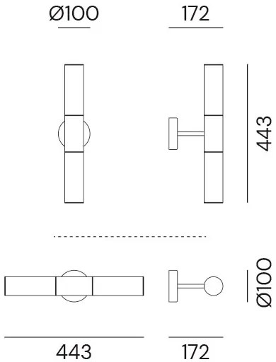 Il Fanale Etoile, nástěnné svítidlo z mosazi a skla, 2x25W G9, výška 44,3cm