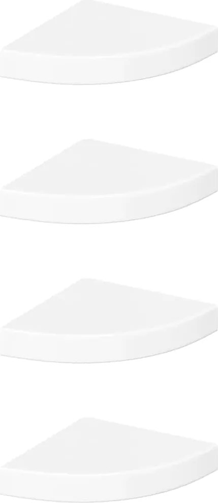 Plovoucí rohové police 4 ks, vysoce lesklé bílé, 25 x 25 x 3,8 cm, MDF 323888