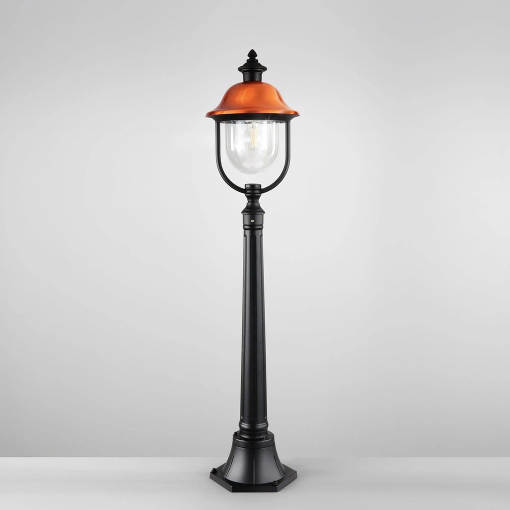 FAN LANT-VENEZIA-P1 Sloupkové svítidlo PALETTO VENEZIA černá/měď, 1xE27, IP44, 118 x 25 cm - FANEUROPE