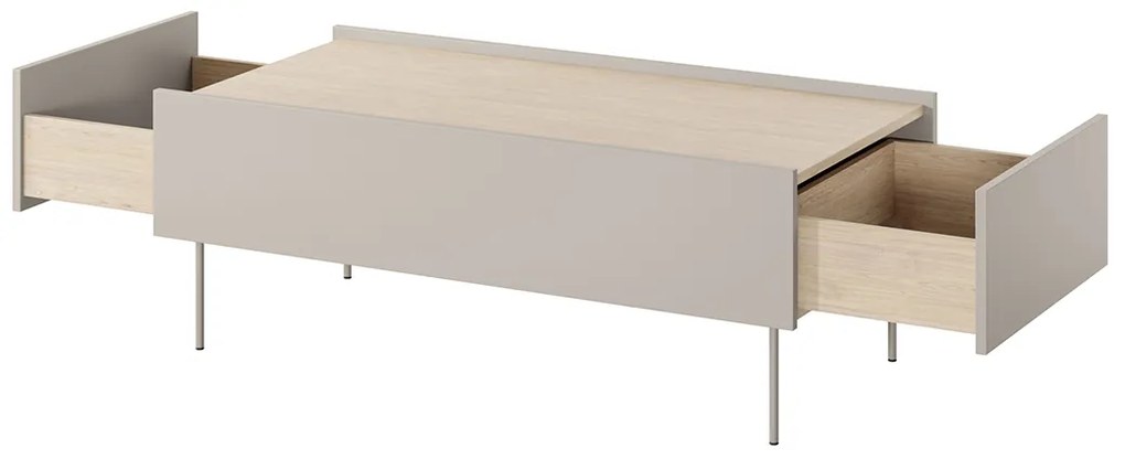 Konferenční stolek Desin 120 cm se zásuvkami - kašmírová / dub nagano