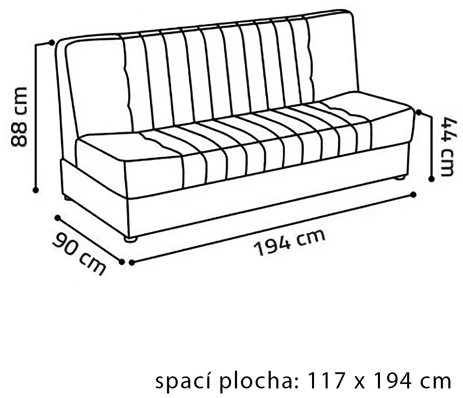 Pohovka DIANA | 194 cm | rozkládací + úložný prostor | VÝBĚR TKANIN