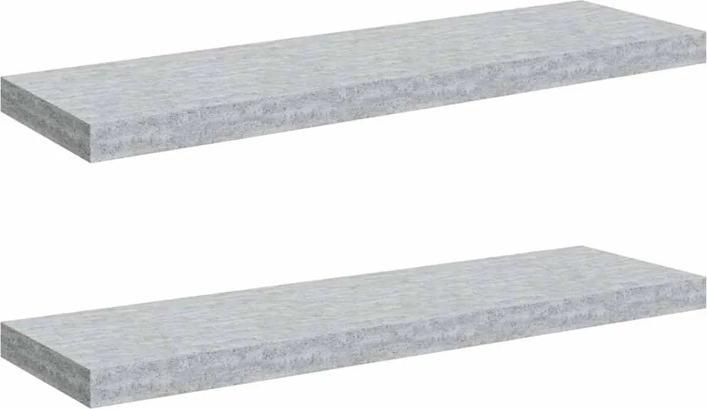 Plovoucí nástěnné police 2 ks betonově šedé 80x23,5x3,8 cm MDF 326601