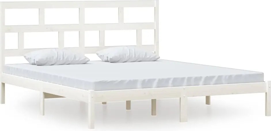 Rám postele bílý 180 x 200 cm Super King masivní dřevo 3101234