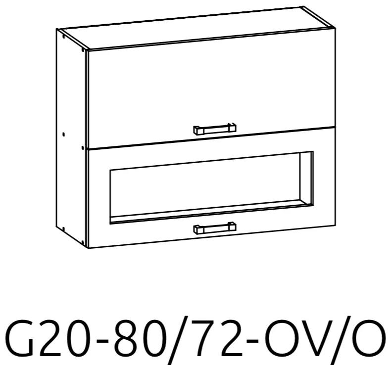 Horní prosklená výklopní skřínka kuchyně Sole G2O-80/72-OV/O Barva korpusu skříněk: Bílá alpská, Barva dvířek: Dub Arlington
