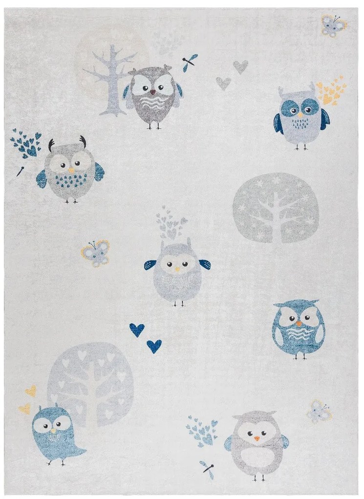 Dywany Łuszczów, Dětský kusový koberec Bambino 1161 Owls grey, 80x150, šedá, dětský pokoj