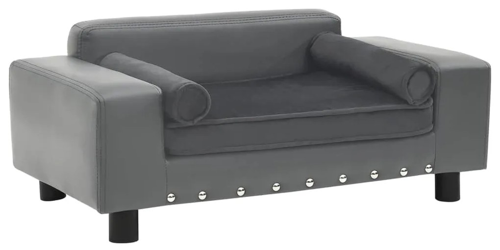 Pohovka pro psy šedá 81 x 43 x 31 cm plyš a umělá kůže 170953