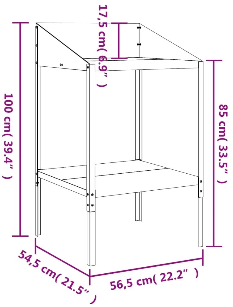 Stojan na rostliny antracitový 56,5x54,5x100cm pozinkovaná ocel,  364534