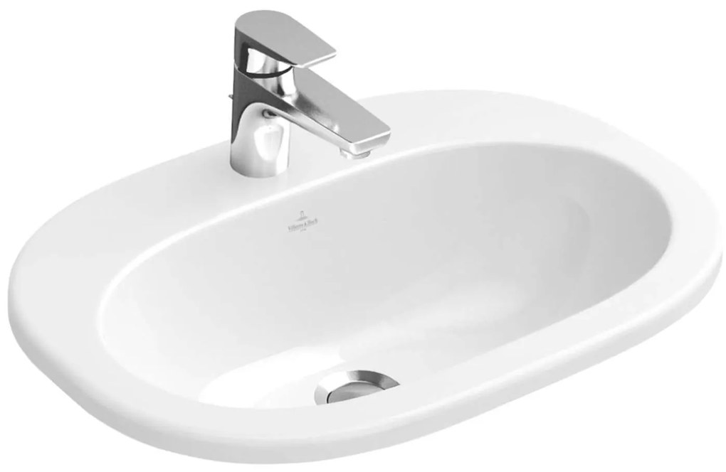 Villeroy & Boch O.novo - Umyvadlo zápustné 56x41 cm, s přepadem, otvor pro baterii, CeramicPlus, alpská bílá 416156R1