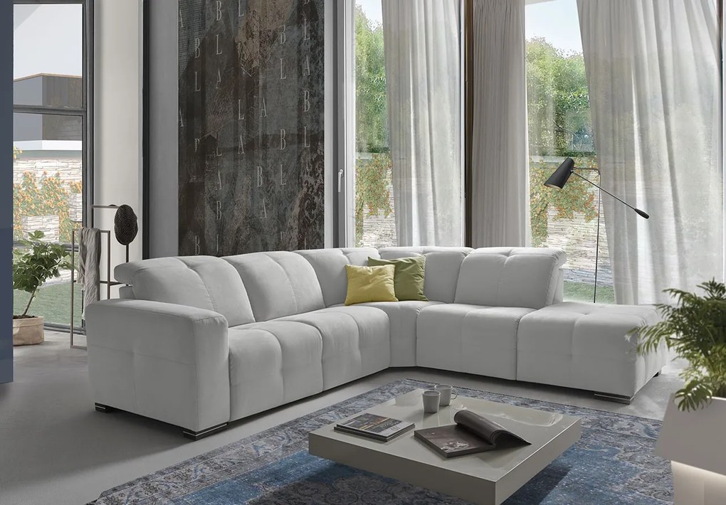 Pregio Italia sofa&relax Rohová pohovka PRIME Provedení: 2 + R + 2, Vzorník látek: tekno fibra 18 avio blue