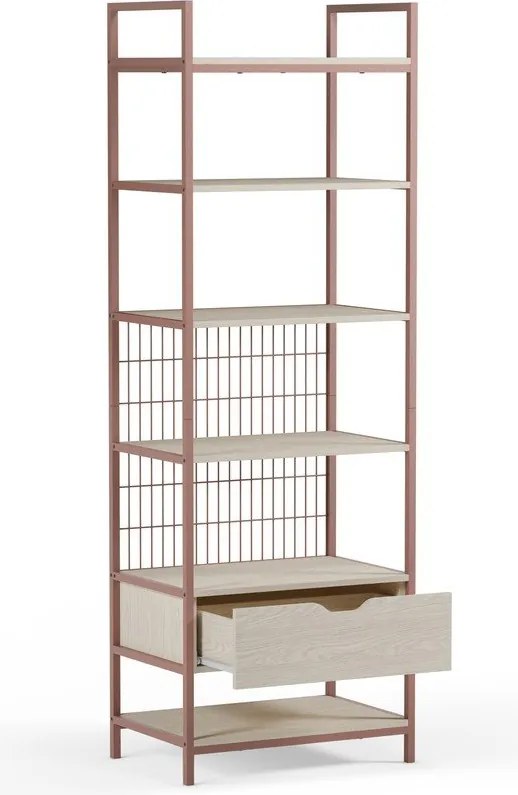Ocelová knihovna v terakotové barvě 60x179,5x40 cm Amara – Marckeric