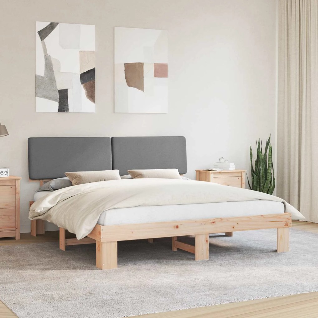 Rám postele s čalouněným čelem s čelo Světle šedá 180 x 200 cm 3398079