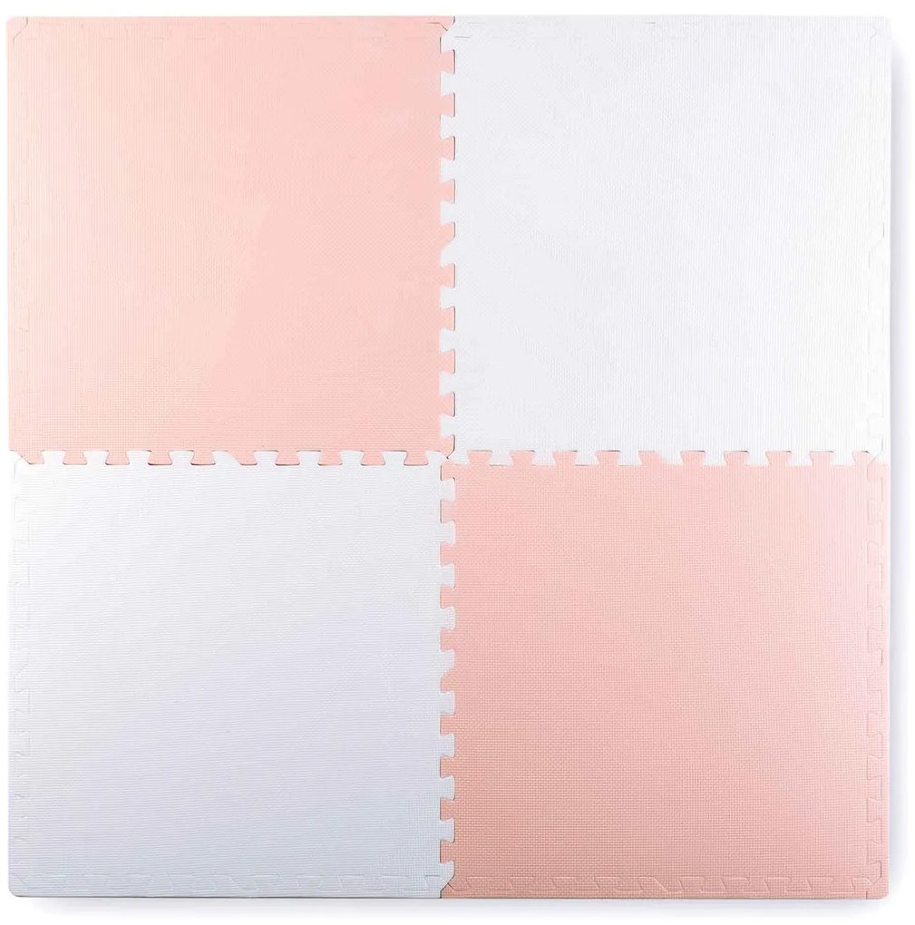 Ricokids pěnová podložka puzzle 60x60 cm 4 ks broskvová a bílá pro děti