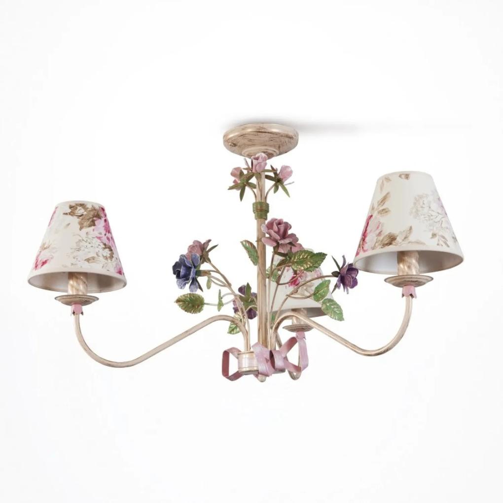 Light for home - Lustr přisazený ke stropu 8903 "Romance", 3X40W, E14, béžová, růžová, fialový