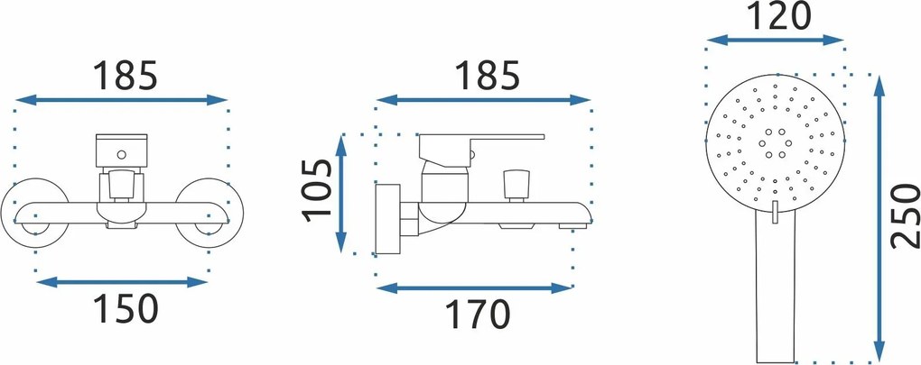Rea Bloom, vanová baterie s ruční sprchovou sadou, zlatá lesklá, REA-B6389