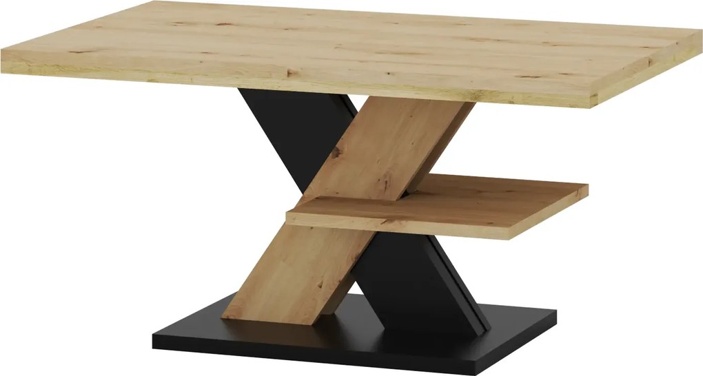 Konferenční stolek Cross 90 cm dub Artisan/černý