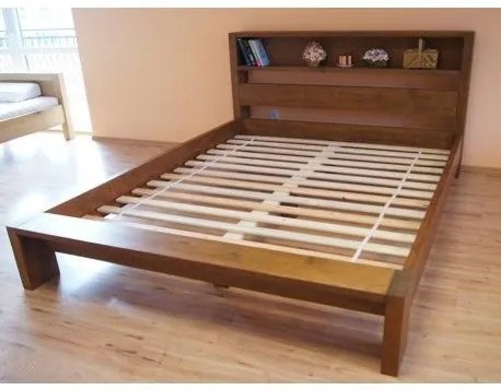 Břízová manželská postel GIANINA - 160x200 - barva ořech