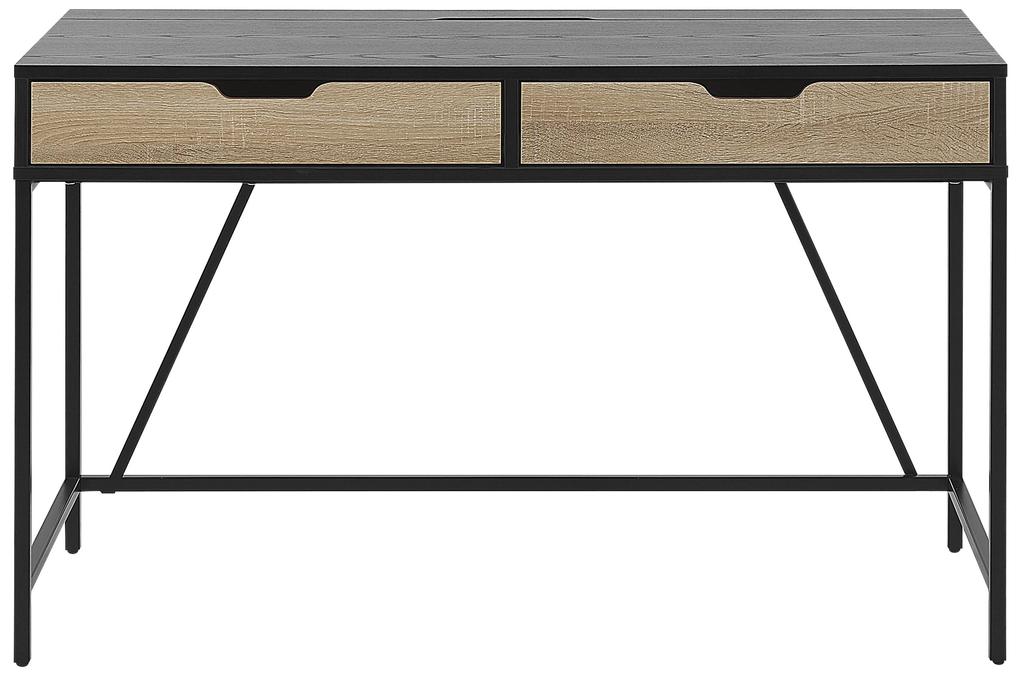 Psací stůl 120 x 60 cm světlé dřevo/černý JENA Beliani