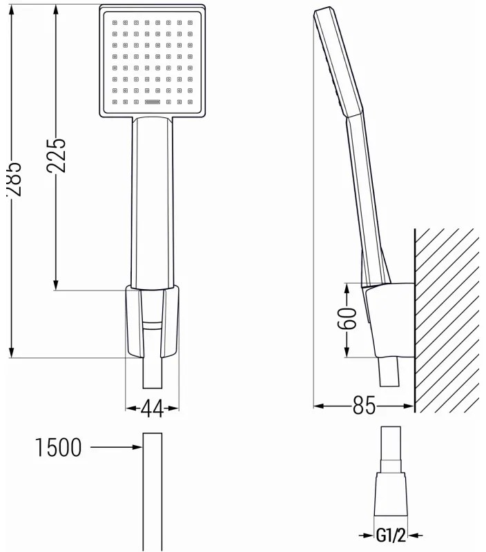 Mexen Uno R45 vanová baterie se sprchovou sadou, Černá - 7143R45-70