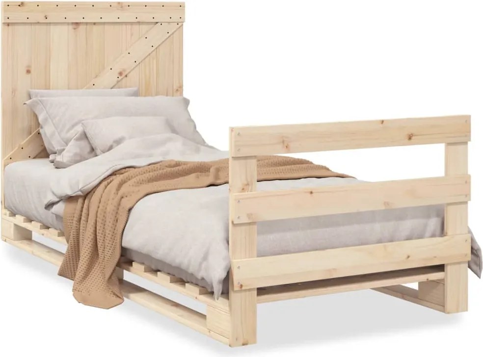 Rám postele s čelem 90 x 200 cm masivní borové dřevo 3281556