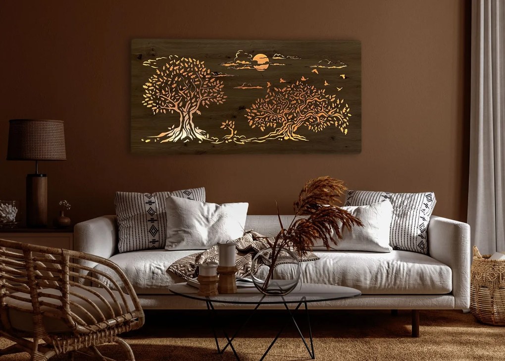 Li-Go "Tři duby" světelný obraz 230V 120x60 cm provedení povrchu: jedle