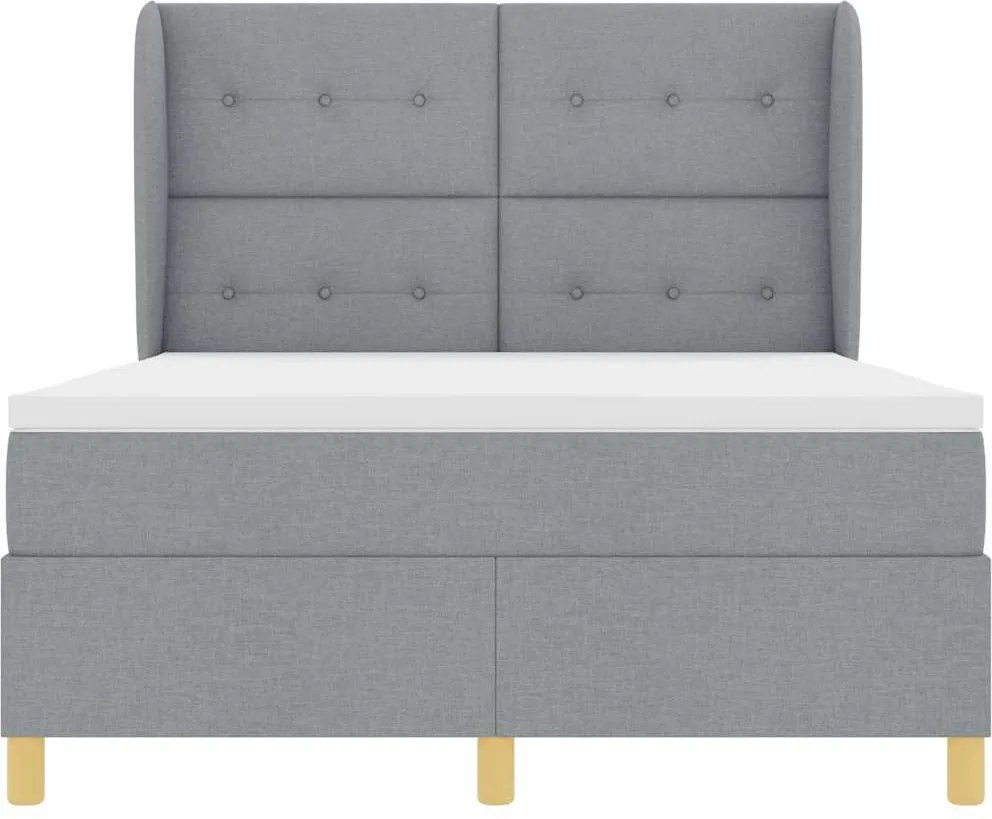 Postel s boxspringem s čelo Světle šedá 200 x 140 cm textil 3340753