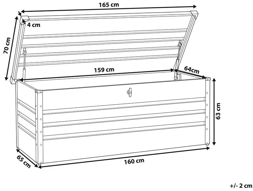 Zahradní úložný box 165 x 70 cm šedý CEBROSA Beliani