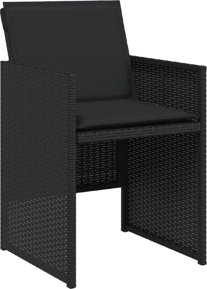 vidaXL Zahradní židle s poduškami 4 ks černé polyratan [4007436]