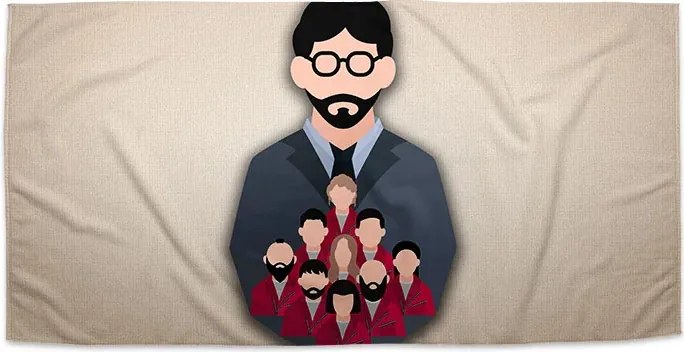 Sablio Ručník Money heist Profesor a jeho tým Béžová - 50x100 cm