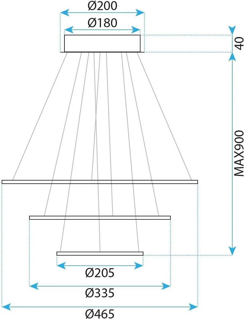 Toolight Toolight, LED stropní svítidlo 46cm, 100W, LED G041-3CP, zlatá matná, OSW-06308