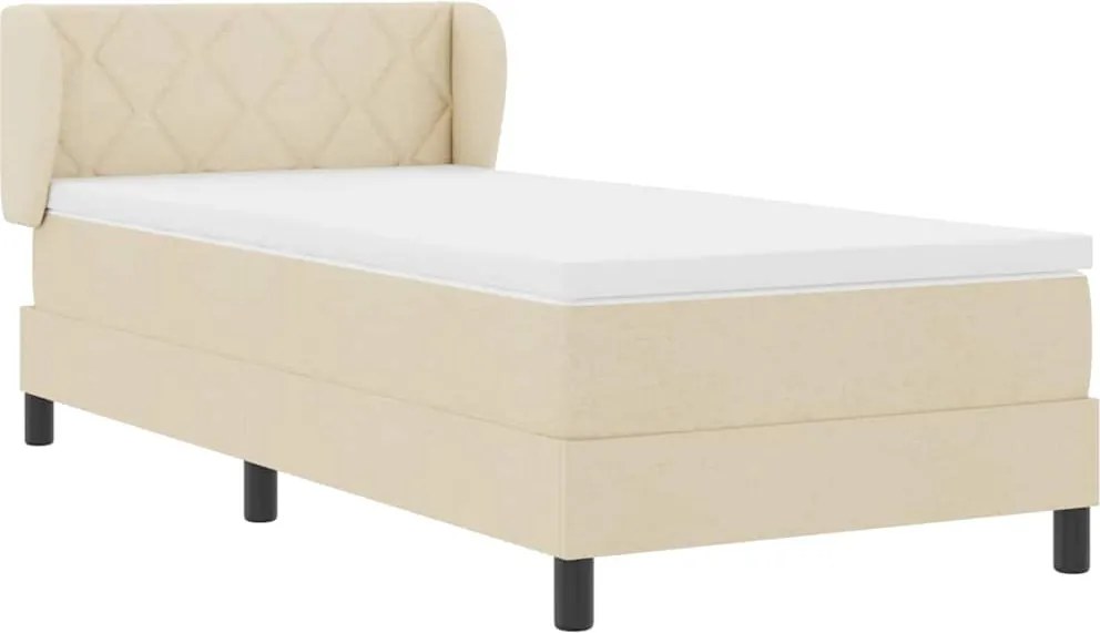 Postel s boxspringem s čelo Krémová 100 x 200 cm textil 3340078