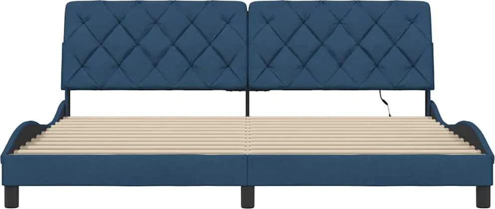 Rám postele s LED bez matrace Modrá 200x200 cm Látka 3310698