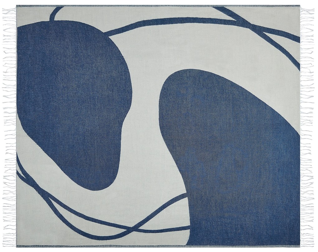 Deka 130 x 170 cm modrá/ bílá HAPREK Beliani