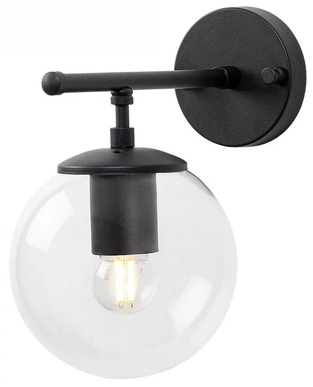 Nástěnná lampa Roe černá/čirá