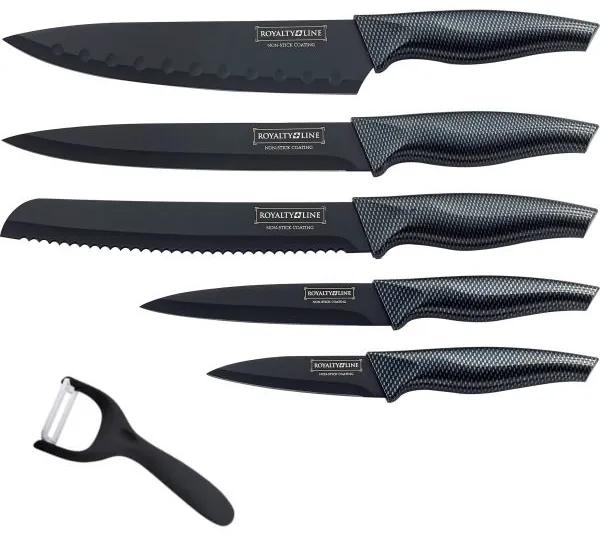 5dílná sada nožů s antiadhezní vrstvou a se škrabkou Royalty Line RL-CB5 / černá