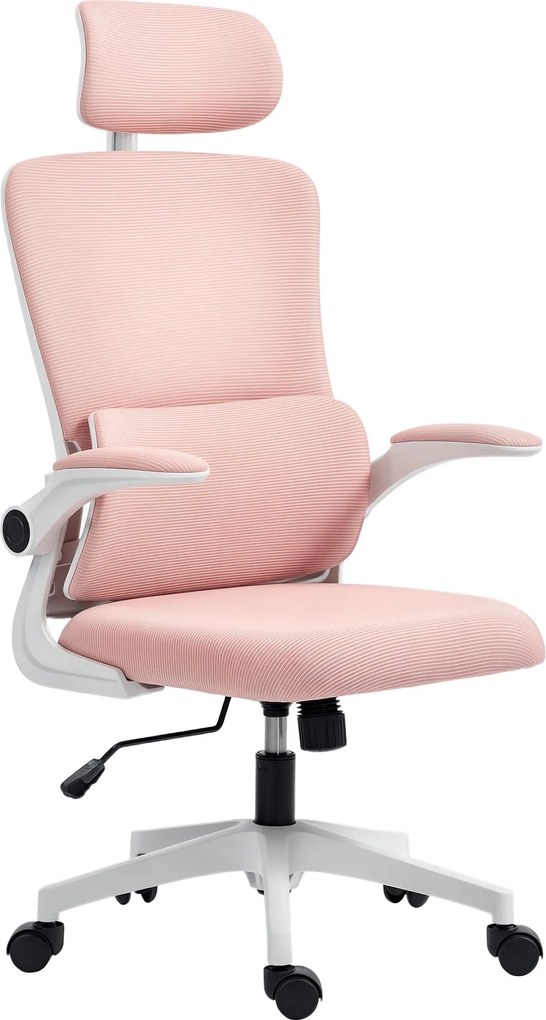 Ergonomická kancelářská židle Vinsetto s bederní podporou, sklápěcí opěrkami, nastavitelným opěradlem, otočná židle s vysokým opěradlem, výškově nasta