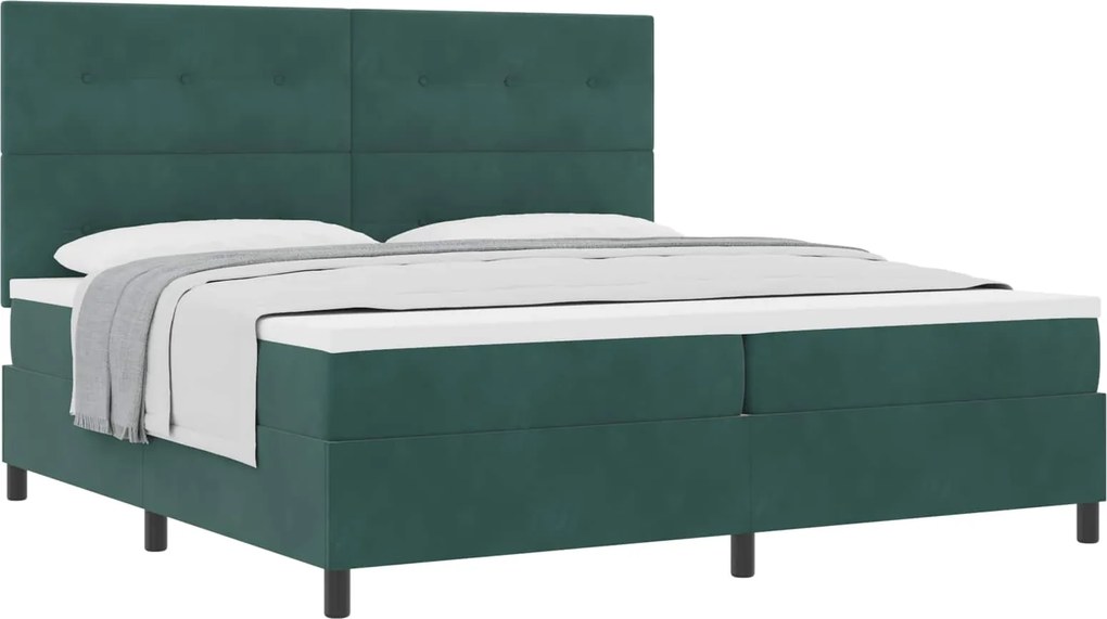 Postel s boxspringem s čelo Tmavě zelená 200 x 200 cm samet 3339857