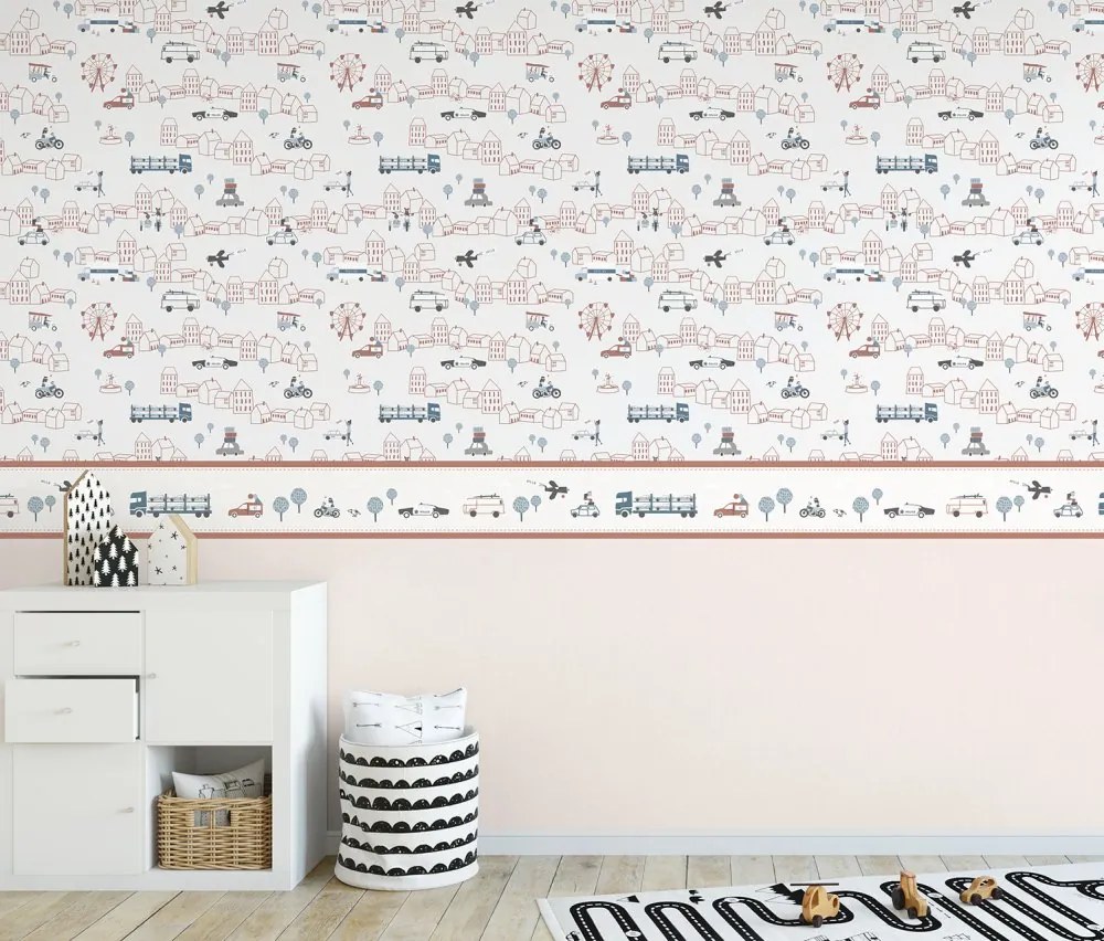 Dětská samolepící bordura, město, auta 7502-3, Noa, ICH Wallcoverings