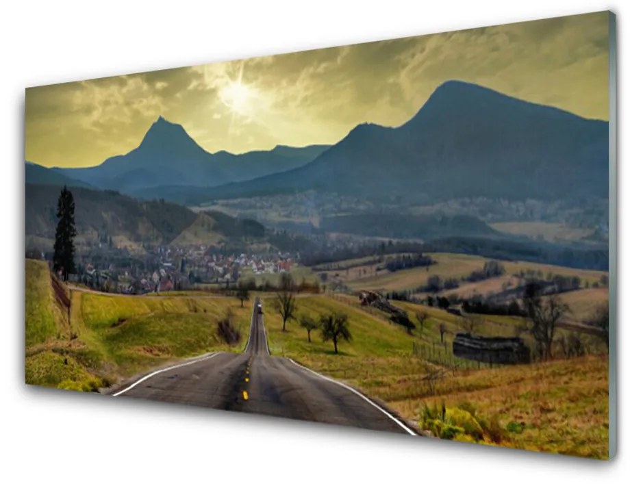 akrylový obraz Cesta Hora Krajina 125x50 cm