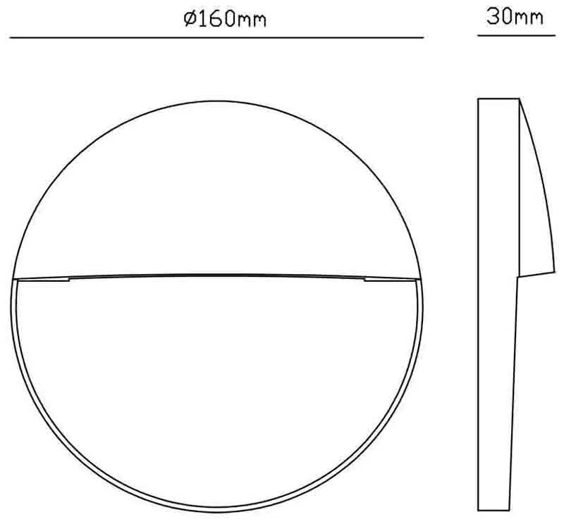 Mantra Gris, bílé svítidlo pro orientační osvětlení exteriéru, 6W LED 3000K, prům. 16cm, IP54