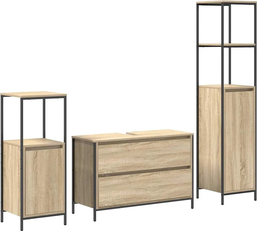 Sada koupelnového nábytku 3 ks Sonoma dub 90 x 34,5 x 60 cm 3328360